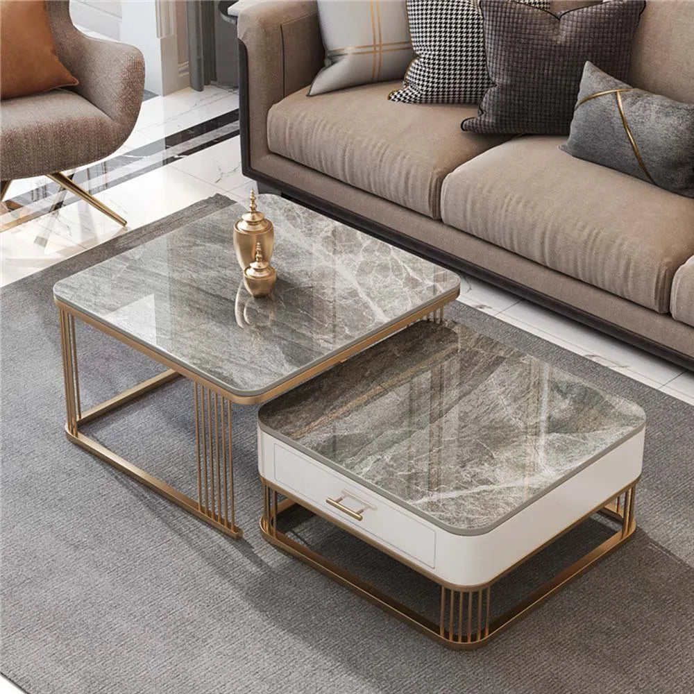 Square Low Coffee Table Storage Drawers Living Room Modern Table House ...